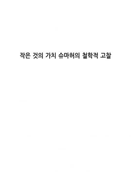 작은 것의 가치 슈마허의 철학적 고찰-1페이지