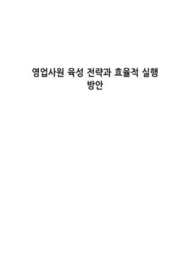 영업사원 육성 전략과 효율적 실행 방안-1페이지