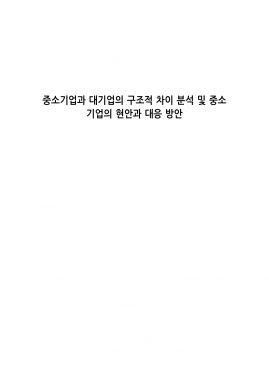 중소기업과 대기업의 구조적 차이 분석 및 중소기업의 현안과 대응 방안-1페이지