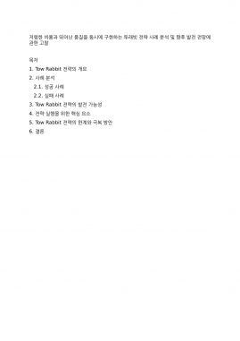 저렴한 비용과 뛰어난 품질을 동시에 구현하는 투래빗 전략 사례 분석 및 향후 발전 전망에 관한 고찰-1페이지