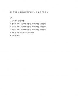 교사 역할과 보육 대상자 연령별 우선순위 및 그 근거 분석-1페이지