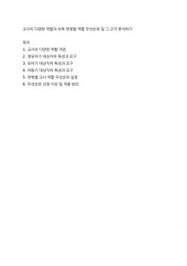 교사의 다양한 역할과 보육 연령별 역할 우선순위 및 그 근거 분석하기-1페이지