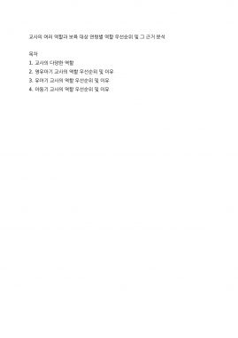 교사의 여러 역할과 보육 대상 연령별 역할 우선순위 및 그 근거 분석-1페이지