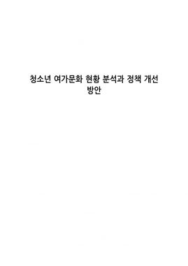 청소년 여가문화 현황 분석과 정책 개선 방안-1페이지