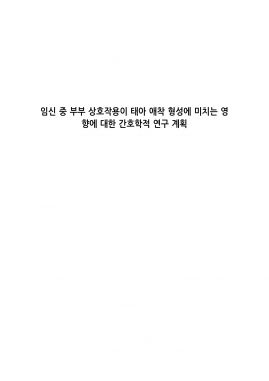 임신 중 부부 상호작용이 태아 애착 형성에 미치는 영향에 대한 간호학적 연구 계획-1페이지