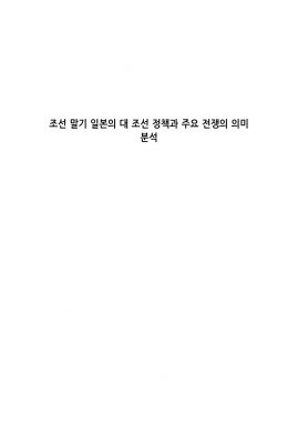 조선 말기 일본의 대 조선 정책과 주요 전쟁의 의미 분석-1페이지