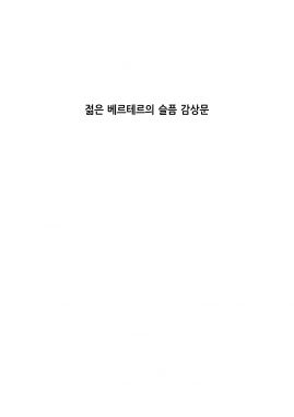 젊은 베르테르의 슬픔 감상문-1페이지
