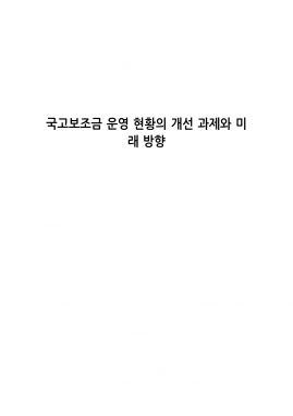국고보조금 운영 현황의 개선 과제와 미래 방향-1페이지