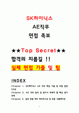 SK하이닉스 AE 면접 기출 및 [직무분석 핵심암기주제] 2026 채용대비-1페이지