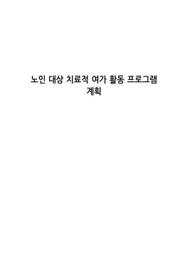 노인 대상 치료적 여가 활동 프로그램 계획-1페이지