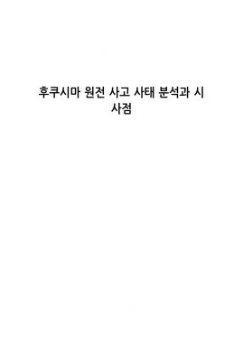 후쿠시마 원전 사고 사태 분석과 시사점-1페이지