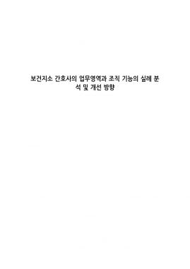 보건지소 간호사의 업무영역과 조직 기능의 실례 분석 및 개선 방향-1페이지