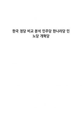 한국 정당 비교 분석 민주당 한나라당 민노당 개혁당-1페이지