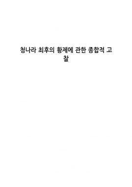 청나라 최후의 황제에 관한 종합적 고찰-1페이지