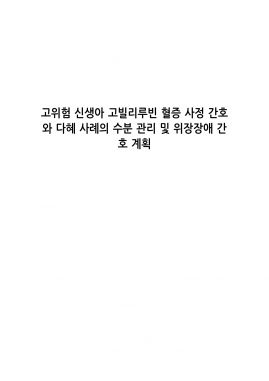 고위험 신생아 고빌리루빈 혈증 사정 간호와 다혜 사례의 수분 관리 및 위장장애 간호 계획-1페이지