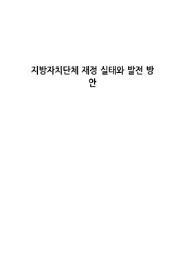 지방자치단체 재정 실태와 발전 방안-1페이지
