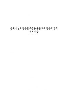 주머니 난로 반응열 측정을 통한 화학 반응의 열적 원리 탐구-1페이지