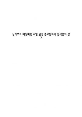 싱가포르 배낭여행 4일 일정 종교문화와 음식문화 탐구-1페이지