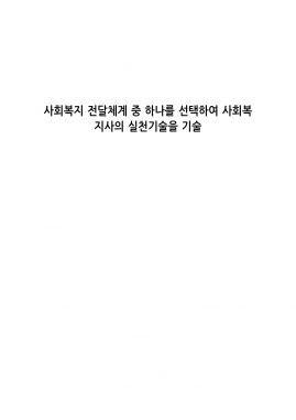 사회복지 전달체계 중 하나를 선택하여 사회복지사의 실천기술을 기술-1페이지