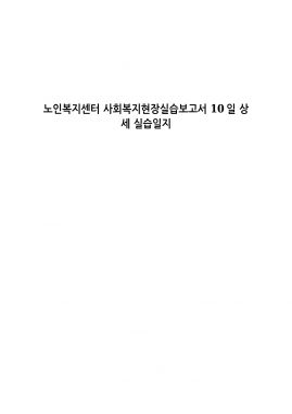 노인복지센터 사회복지현장실습보고서 10일 상세 실습일지-1페이지