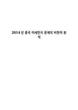 2014년 중국 미세먼지 문제의 비판적 분석-1페이지