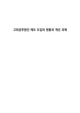 고위공무원단 제도 도입의 현황과 개선 과제-1페이지