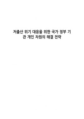 저출산 위기 대응을 위한 국가 정부 기관 개인 차원의 해결 전략-1페이지