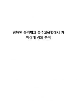 장애인 복지법과 특수교육법에서 자폐장애 정의 분석-1페이지