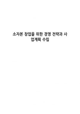 소자본 창업을 위한 경영 전략과 사업계획 수립-1페이지
