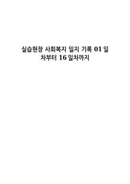실습현장 사회복지 일지 기록 01일차부터 16일차까지-1페이지