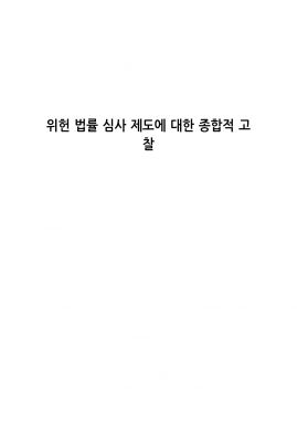 위헌 법률 심사 제도에 대한 종합적 고찰-1페이지