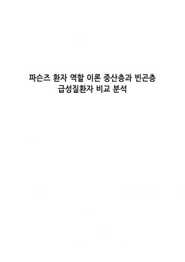 파슨즈 환자 역할 이론 중산층과 빈곤층 급성질환자 비교 분석-1페이지