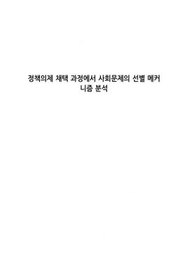 정책의제 채택 과정에서 사회문제의 선별 메커니즘 분석-1페이지