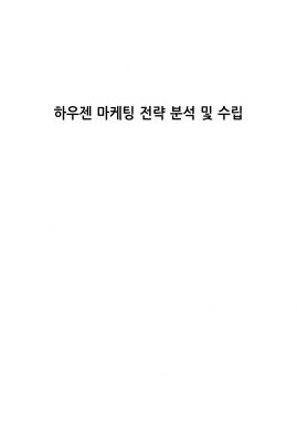 하우젠 마케팅 전략 분석 및 수립-1페이지