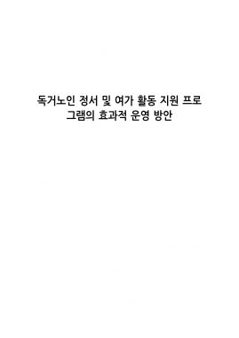 독거노인 정서 및 여가 활동 지원 프로그램의 효과적 운영 방안-1페이지