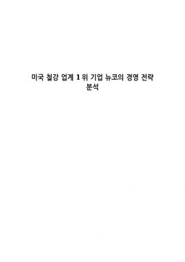 미국 철강 업계 1위 기업 뉴코의 경영 전략 분석-1페이지