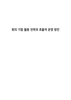 회의 기법 활용 전략과 효율적 운영 방안-1페이지