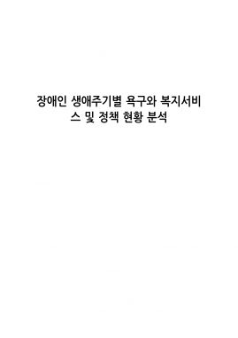 장애인 생애주기별 욕구와 복지서비스 및 정책 현황 분석-1페이지