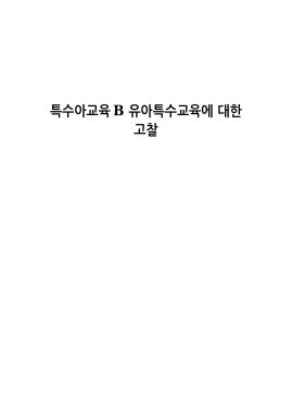 특수아교육B 유아특수교육에 대한 고찰-1페이지
