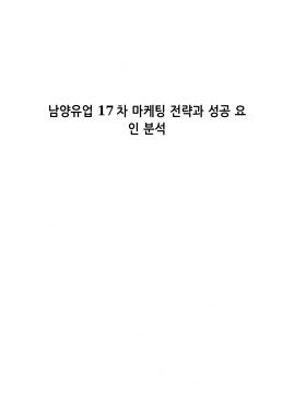 남양유업 17차 마케팅 전략과 성공 요인 분석-1페이지