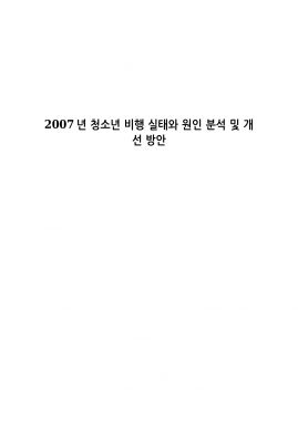 2007년 청소년 비행 실태와 원인 분석 및 개선 방안-1페이지