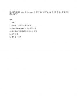 러브마크에 대한 User와 Nonuser의 태도 형성 비교 및 외부 요인이 미치는 영향 분석 보고서입니다-1페이지