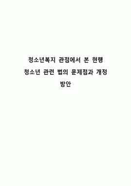 청소년복지 관점에서 본 현행 청소년 관련 법의 문제점과 개정 방안-1페이지