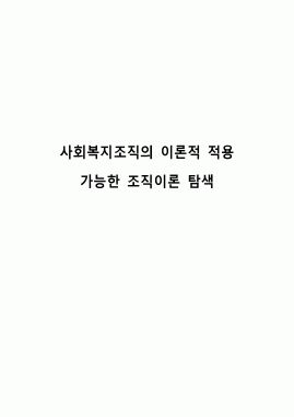 사회복지조직의 이론적 적용 가능한 조직이론 탐색-1페이지