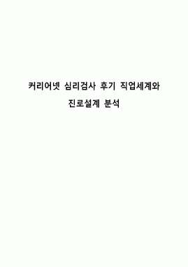 커리어넷 심리검사 후기 직업세계와 진로설계 분석-1페이지
