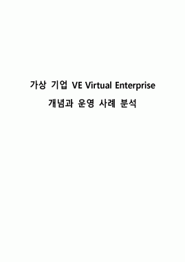 가상 기업 VE Virtual Enterprise 개념과 운영 사례 분석-1페이지