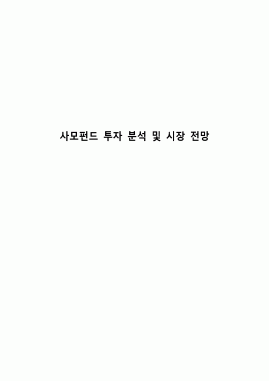 사모펀드 투자 분석 및 시장 전망-1페이지