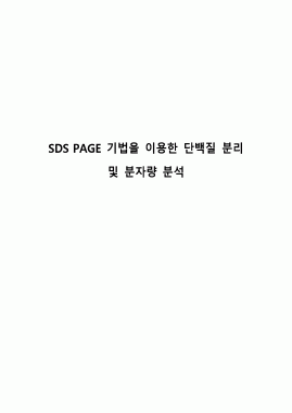 SDS PAGE 기법을 이용한 단백질 분리 및 분자량 분석-1페이지