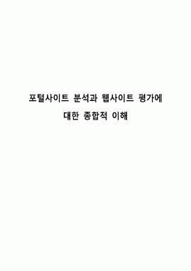 포털사이트 분석과 웹사이트 평가에 대한 종합적 이해-1페이지