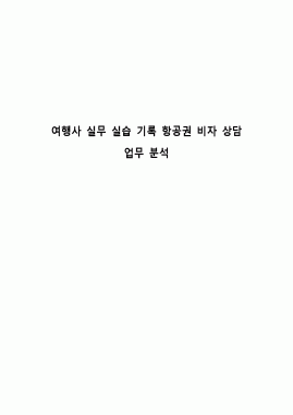 여행사 실무 실습 기록 항공권 비자 상담 업무 분석-1페이지